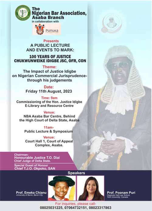 NBA Asaba Branch Commemorates Hon. Justice Chukwunweike Idigbe ...