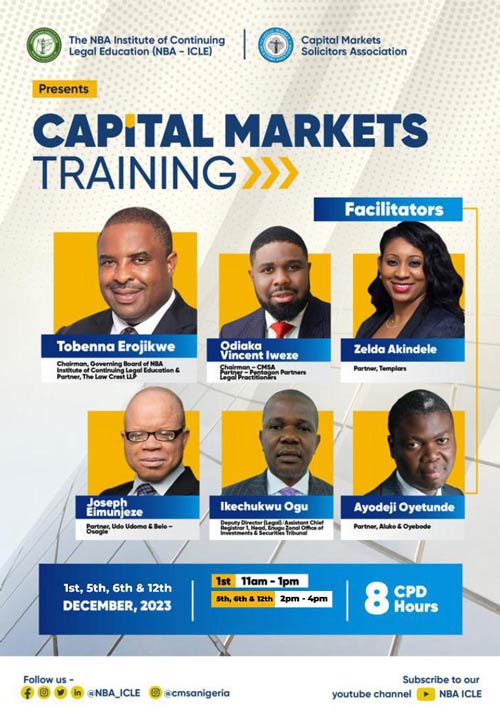 NBA-ICLE, CMSA To Hold Free 4-Day Virtual Training On Capital Markets ...