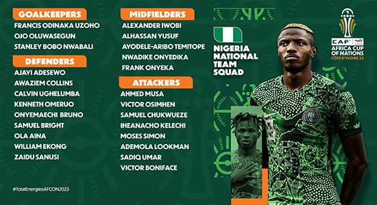Nigeria Unveils 24-Man Squad For AFCON 2023 - TheNigeriaLawyer