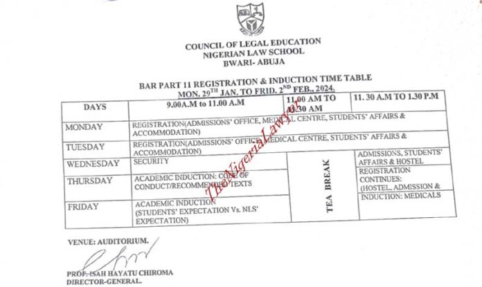 Nigerian Law School Releases Timetable For 2024 Bar Part II ...