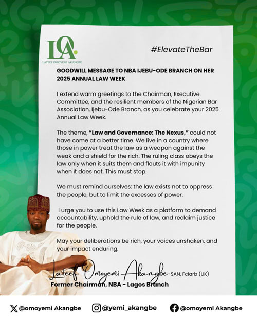 "Law Must Protect, Not Oppress" — Akangbe SAN Urges NBA Ijebu-Ode To ...